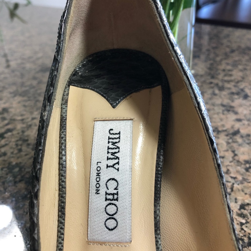 Jimmy Choo Open Toe Snakeskin Pumps - Gem